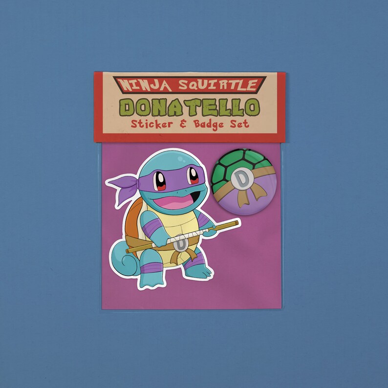 Ninja Squirtle Sticker & Badge Set - Donatello - Etsy