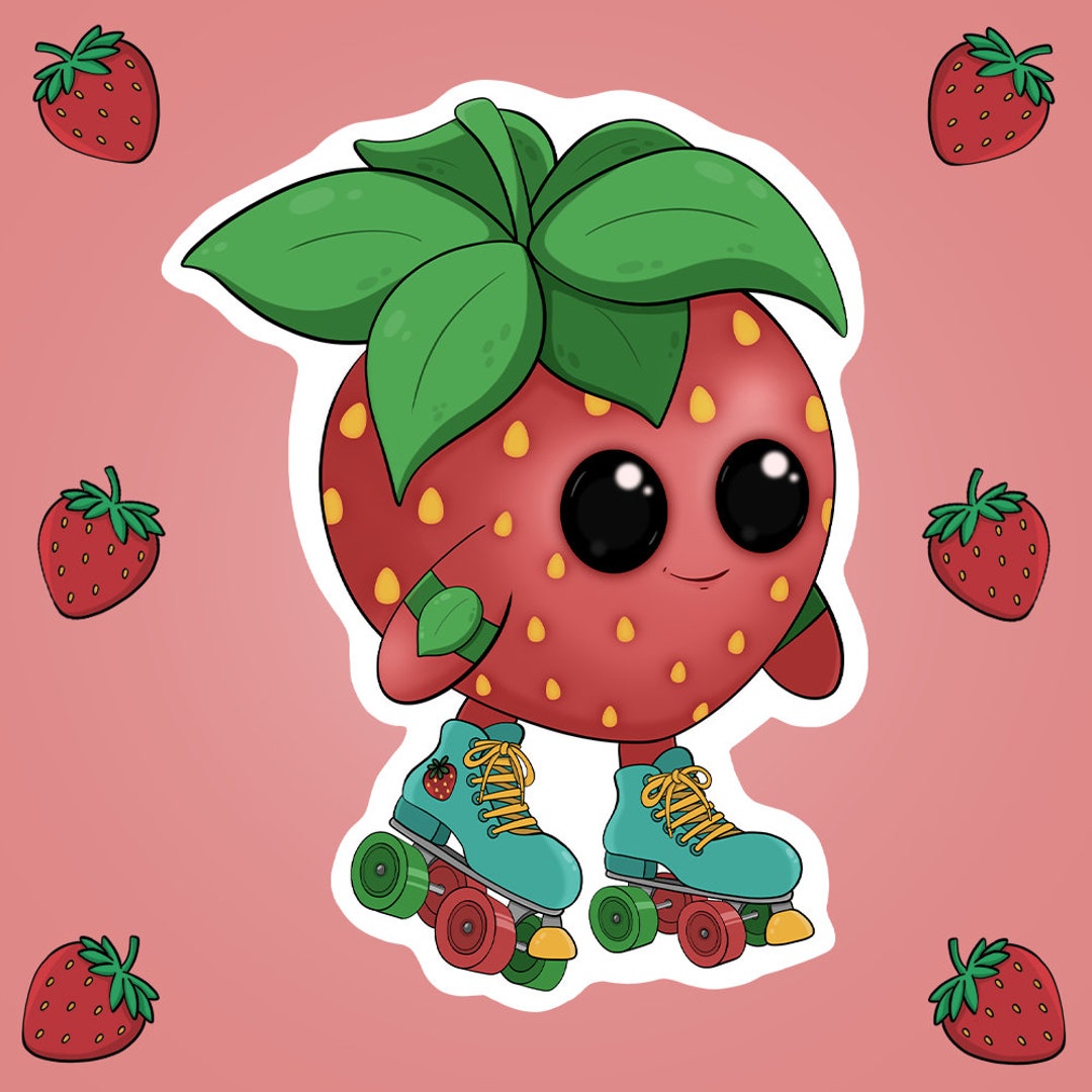 Strawberry Skates Vinyl Sticker - Etsy