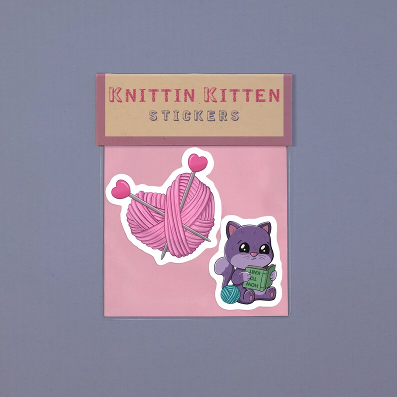 Knitten Kitten Sticker Set - Etsy