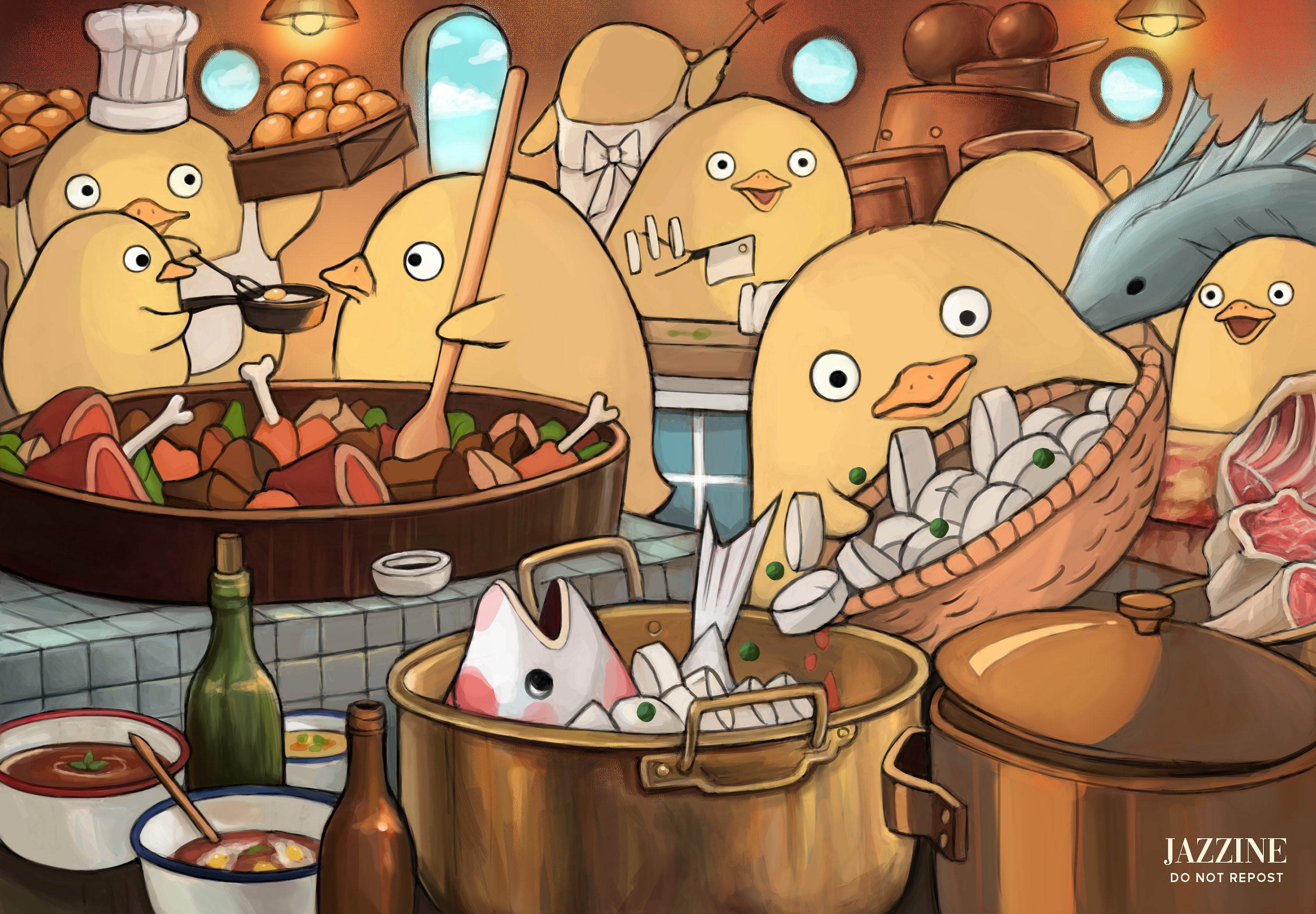 Spirited Away Chicks Cooking in the Kitchen - Studio Ghibli 10 Inch Art ...