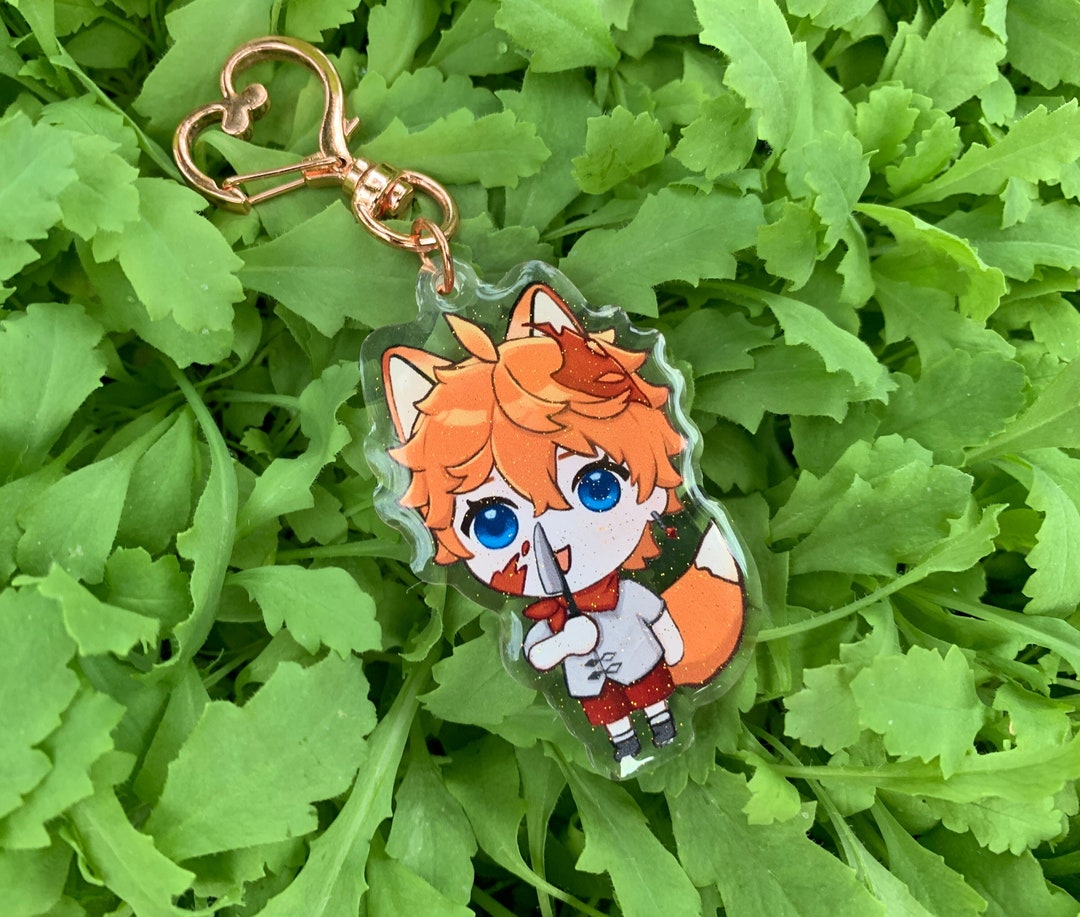 Fox Childe With Knife - Genshin Impact Epoxy Glitter Keychain Charm - Etsy