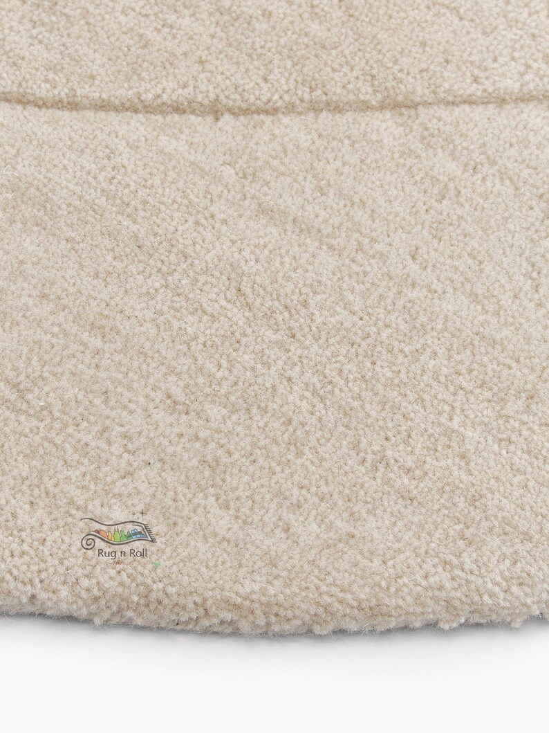 Kidney Bean Shape Tufted Plain Rug, Multi-level Pile, Hand-tufted Wool ...