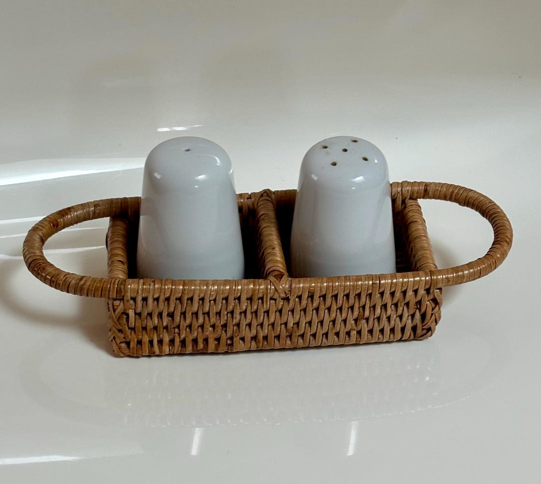 Salt and Pepper Stand, Hand Made Rattan, Can Use in Dining Room ...