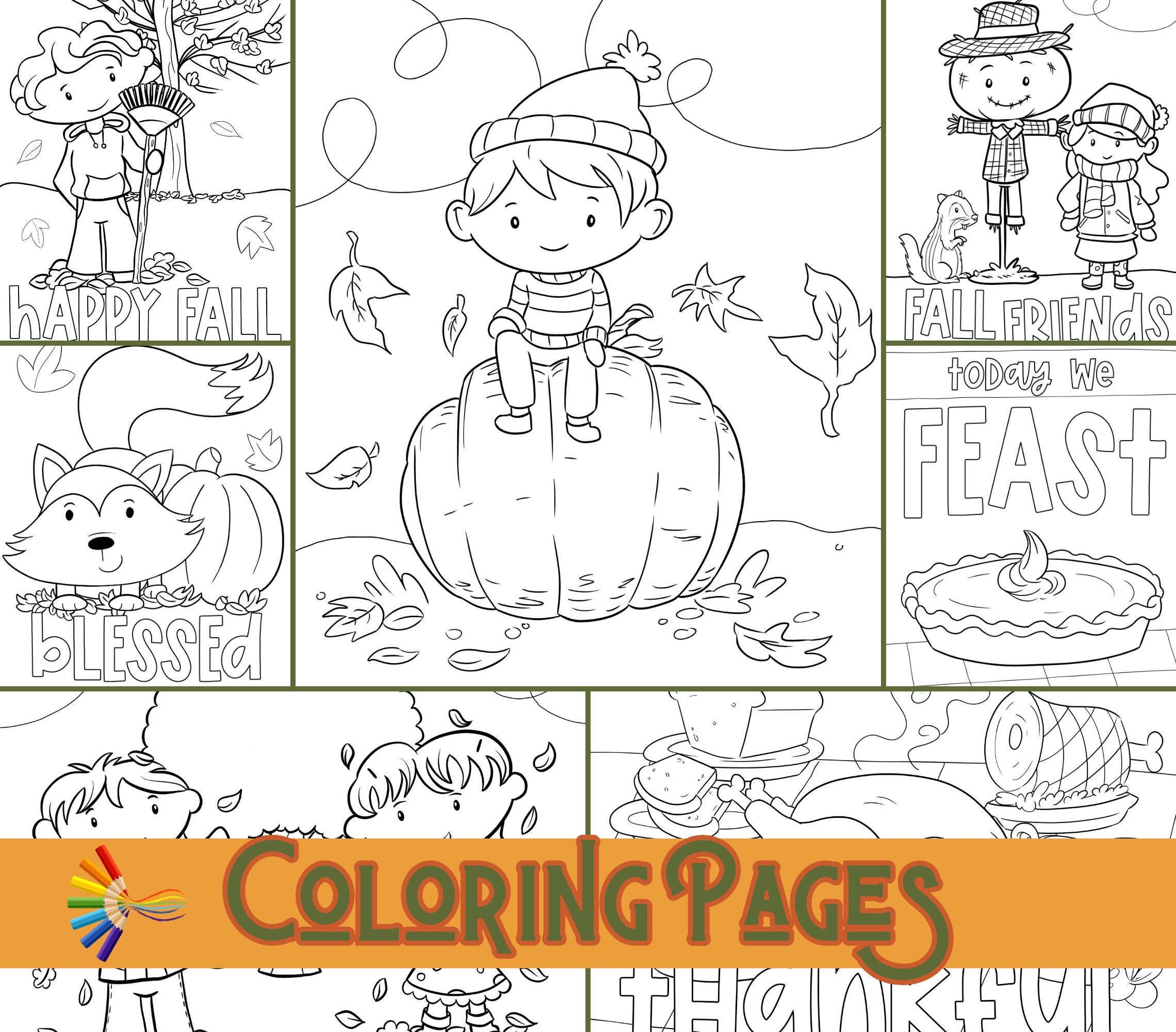 Fall Coloring Pages | Food Coloring| Thankgiving Fun| Thankgiving Games ...