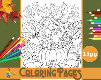 10 Fall Coloring Pages Fall Coloring Printable Coloring - Etsy