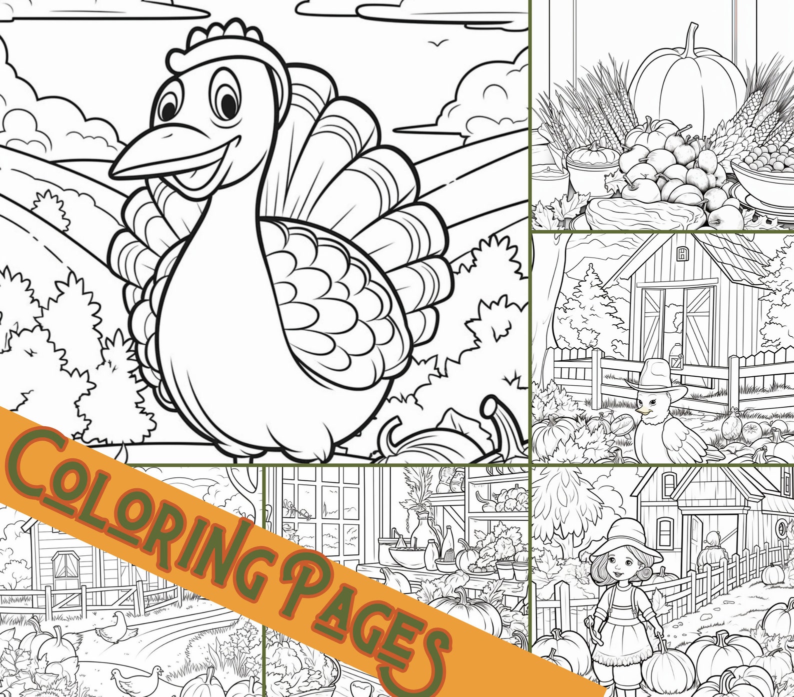 Thanksgiving Coloring Pages - Set of 10| Fall Coloring Pages for Kids ...