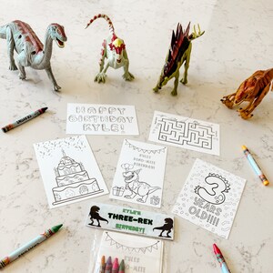 Dinosaur Party Coloring Packs + Crayons, Customizable Dinosaur Birthday ...