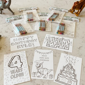 Dinosaur Party Coloring Packs + Crayons, Customizable Dinosaur Birthday ...