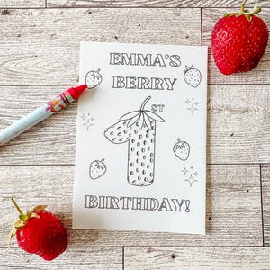 Berry 1st Birthday Party Coloring Packs + Crayons, Berry Birthday Party ...