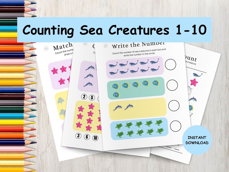 Printable Counting Worksheets Practice Sheets for Kids Counting 1-10 ...