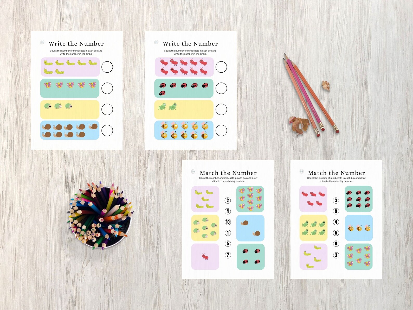 Printable Counting Worksheets Practice Sheets for Kids Counting 1-10 ...