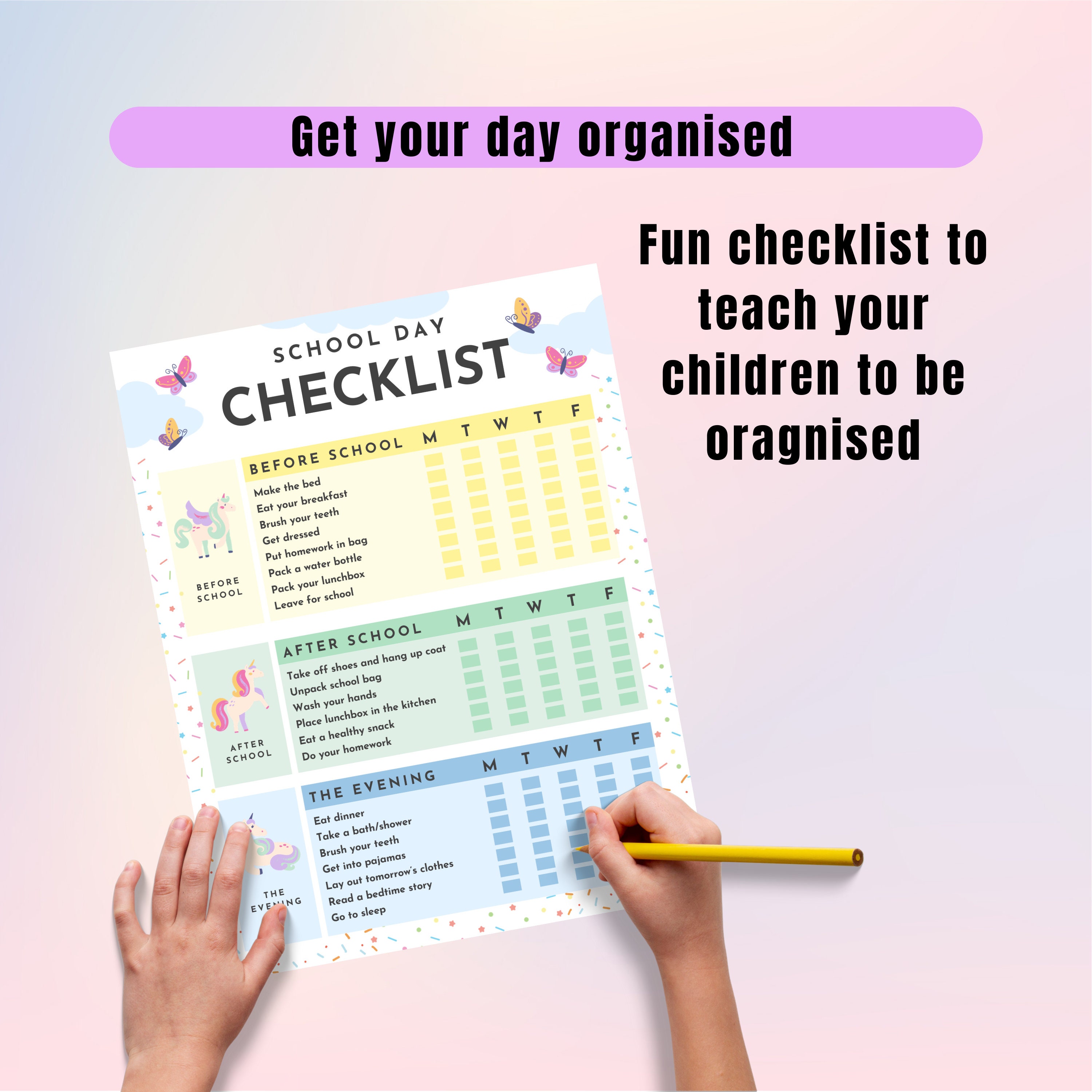 Kids Daily Checklist Printable, Daily Schedule Checklist for Kids, Kids ...