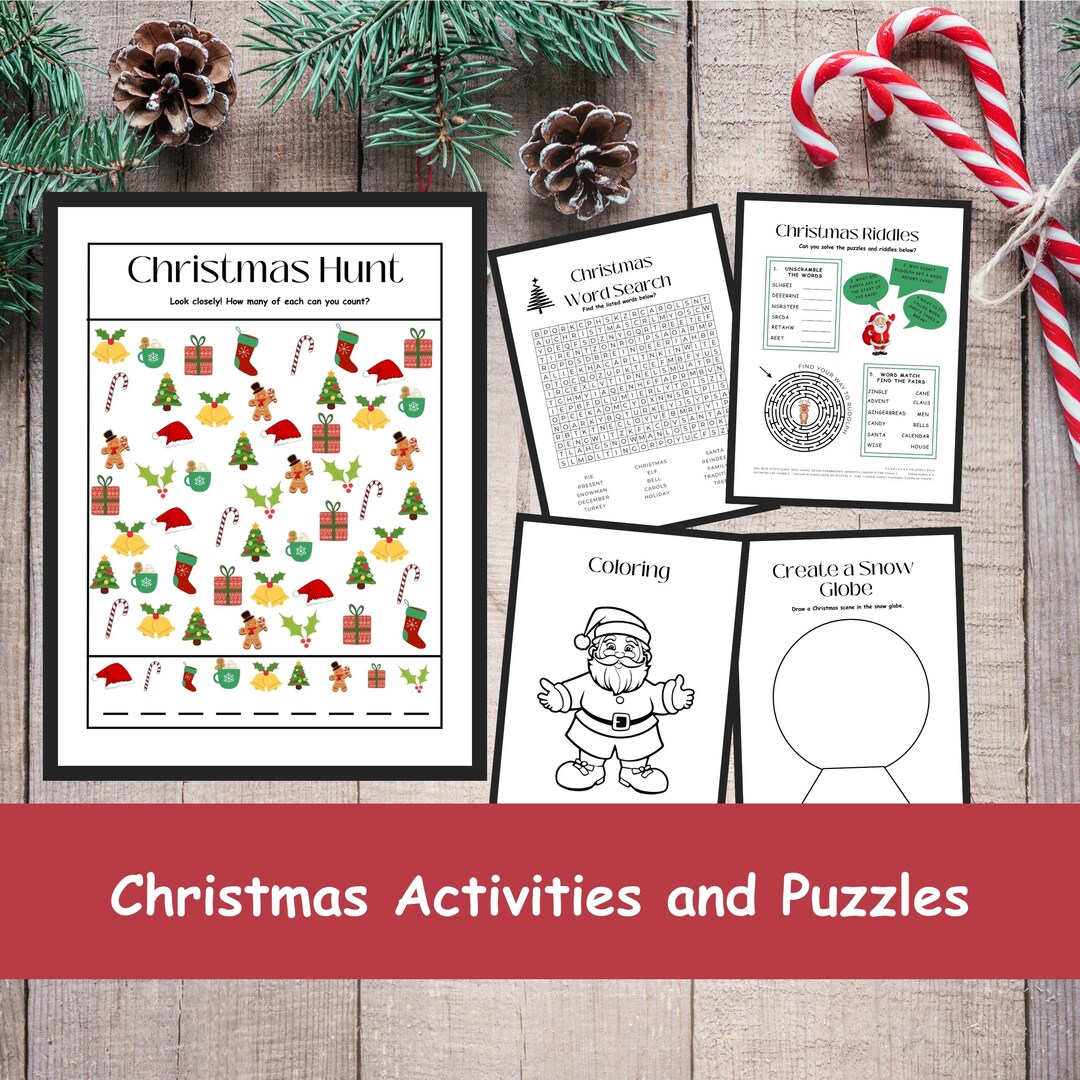 5 Printable Kids Christmas Activities, Christmas Word Search, Christmas ...