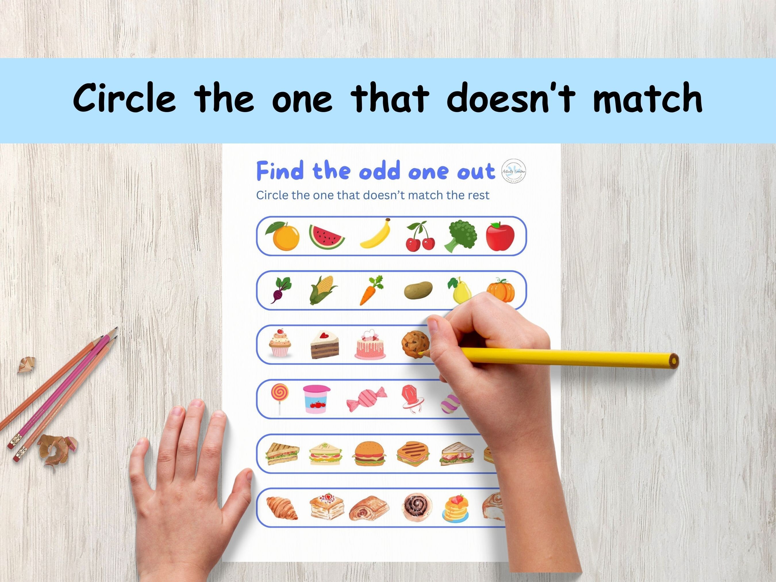 Find the Odd One Out Activity for Kids, Matching Similar and Different ...