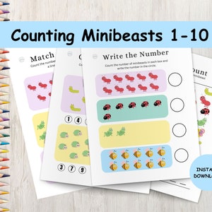 Printable Counting Worksheets Practice Sheets for Kids Counting 1-10 ...