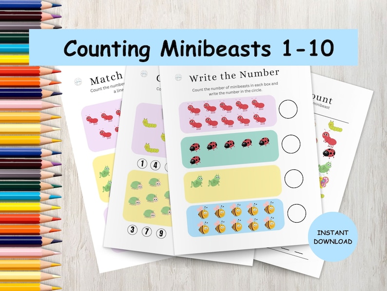 Printable Counting Worksheets Practice Sheets for Kids Counting 1-10 ...