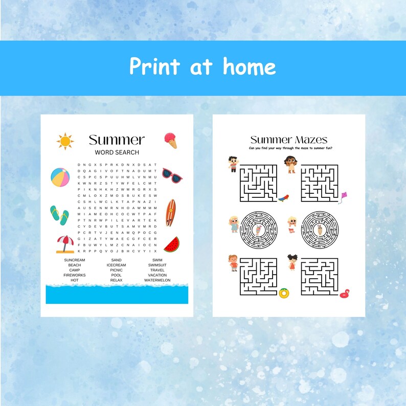 6 Fun Printable Kids Summer Activities, Seek & Find Page, Word Search ...