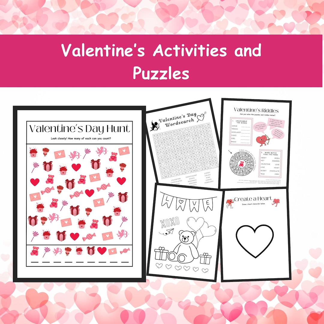 5 Fun Printable Kids Valentine Activities, Seek & Find Page, Word ...
