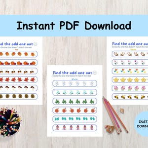 Find the Odd One Out Activity for Kids, Matching Similar and Different ...