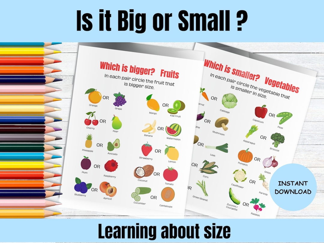 Printable Kids Worksheets | is It Bigger or Small? | Learning About ...