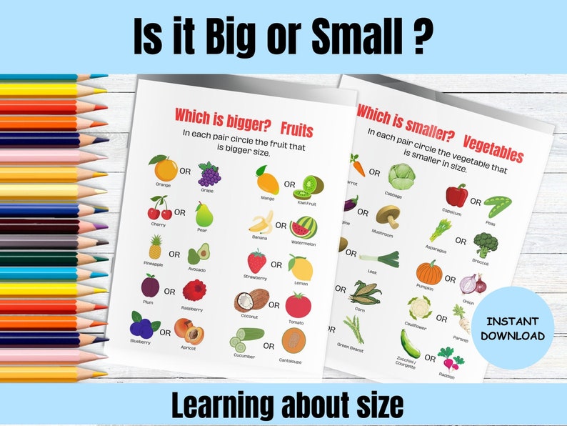 Printable Kids Worksheets | is It Bigger or Small? | Learning About ...