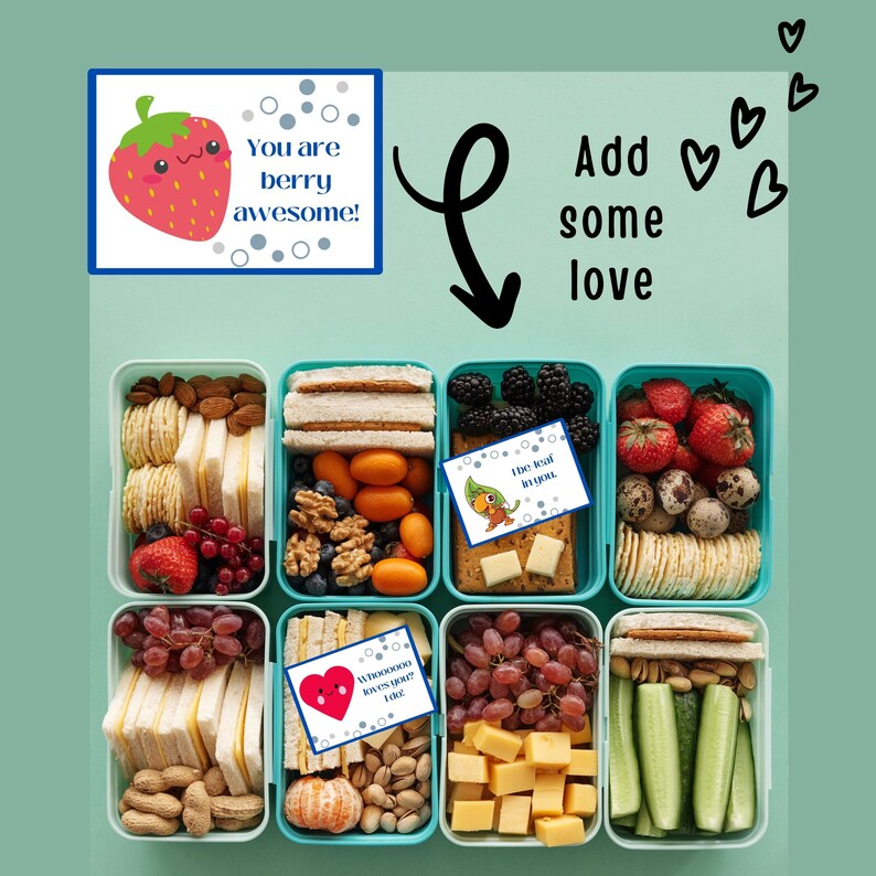 Lunchbox Notes for Kids, Affirmation Cards, Cute Printable Lunch Notes ...