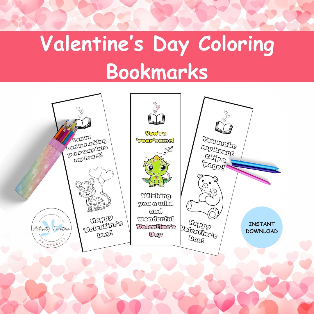 Valentine's Day Coloring Bookmarks for Kids | Printable Bookmarks to ...