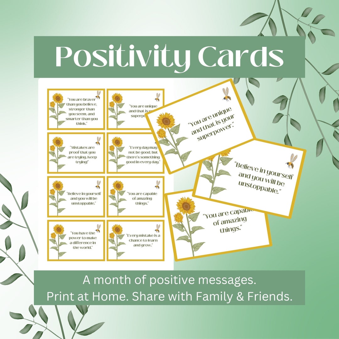 Affirmation Cards, Positivity Cards, Notes of Encouragement, Printable ...