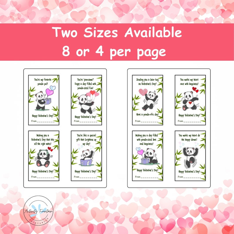 Printable Panda Valentine's Day Cards, Classroom Valentine's Day Cards ...