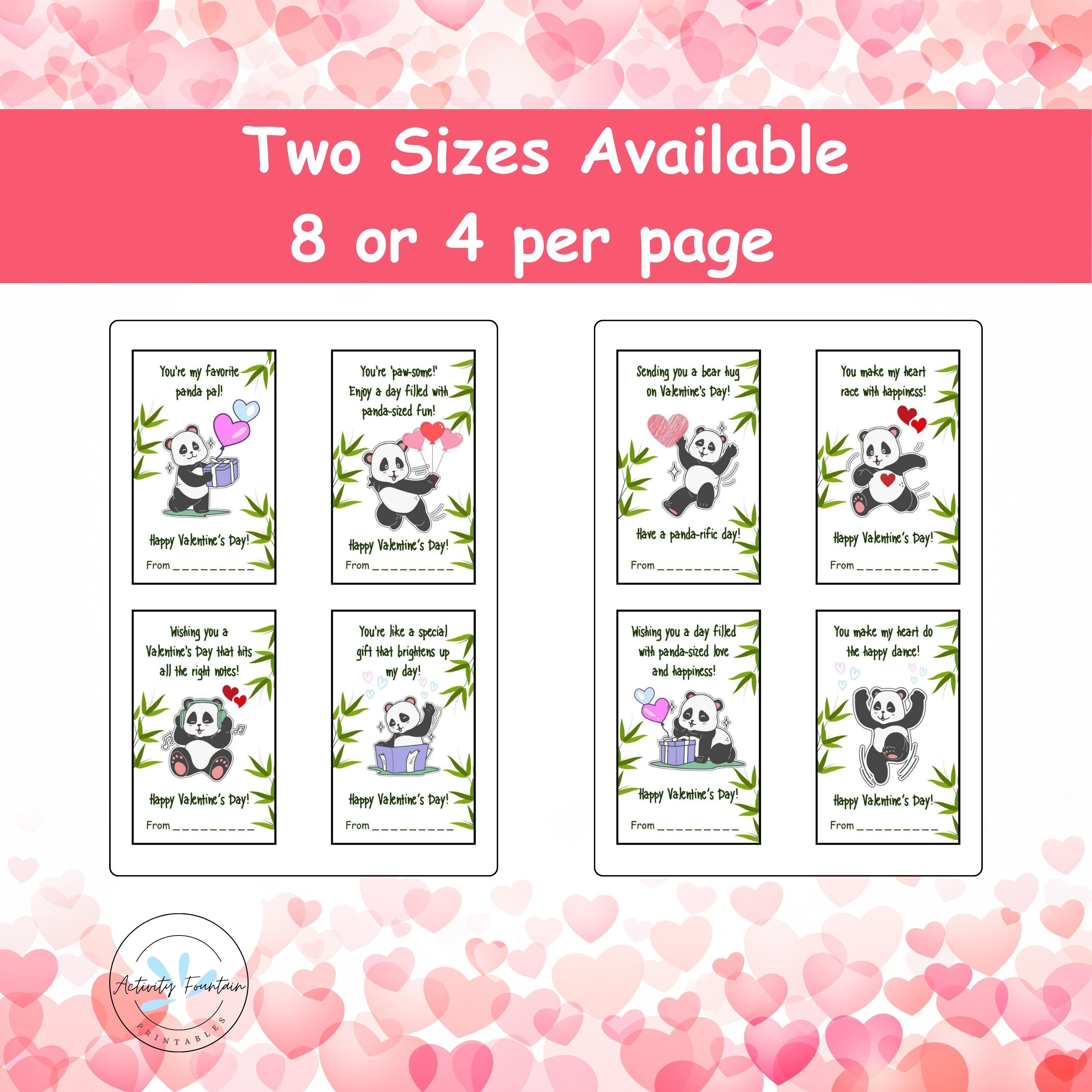 Printable Panda Valentine's Day Cards, Classroom Valentine's Day Cards ...