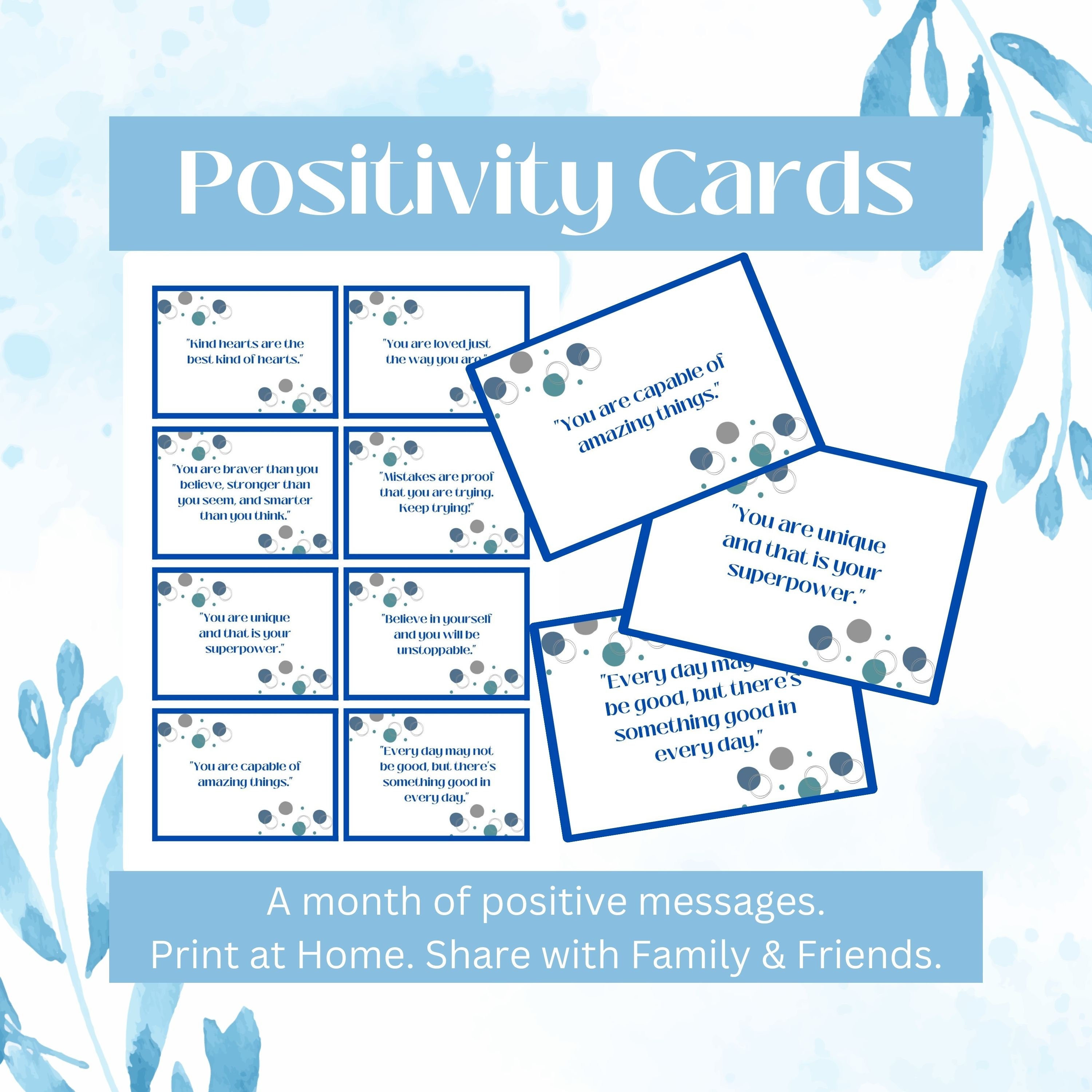 Affirmation Cards, Positivity Cards, Notes of Encouragement, Printable ...