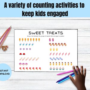 Printable Counting Worksheets Matching Numbers Practice Sheets for Kids ...