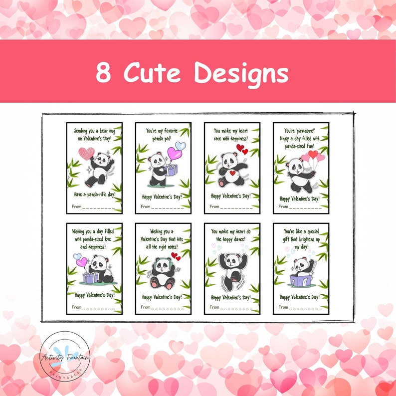 Printable Panda Valentine's Day Cards, Classroom Valentine's Day Cards ...