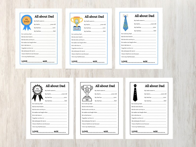 Father’s Day Printable Page | Printable All About Dad Fill in Template ...