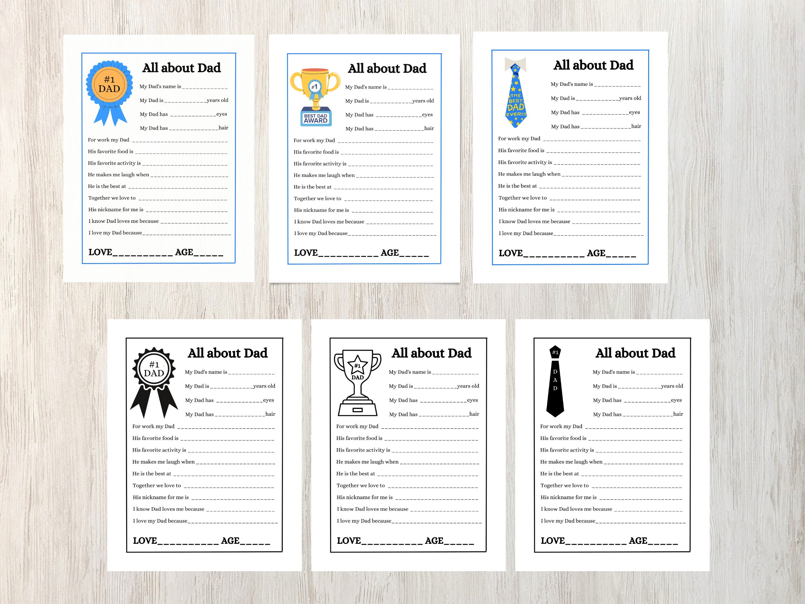 Father’s Day Printable Page | Printable All About Dad Fill in Template ...