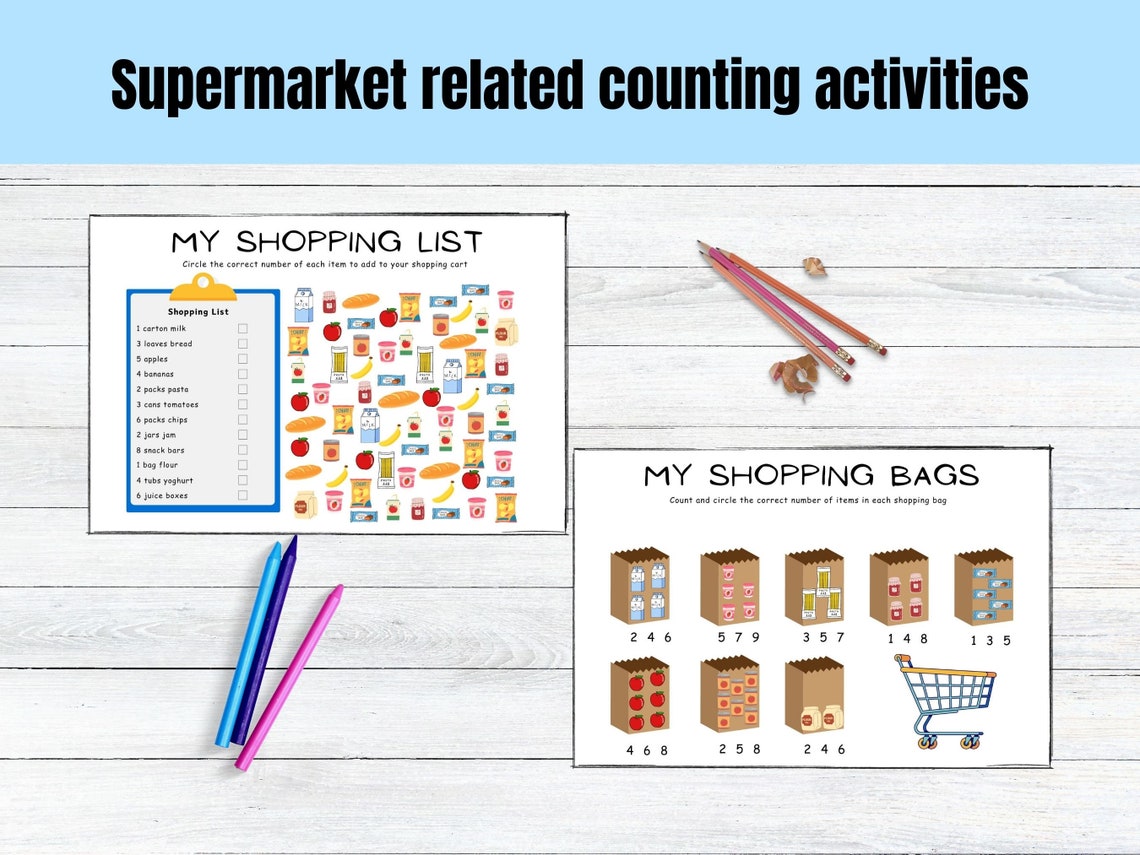 Printable Counting Worksheets Matching Numbers Practice Sheets for Kids ...