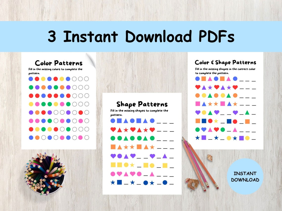 Printable Color and Shape Pattern Recognition Activity for Kids ...