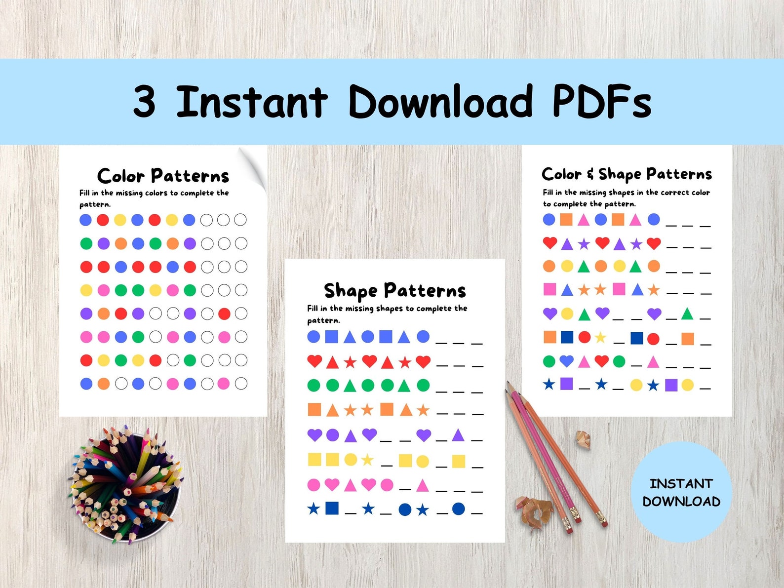 Printable Color and Shape Pattern Recognition Activity for Kids ...