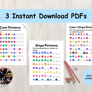 Printable Color and Shape Pattern Recognition Activity for Kids ...