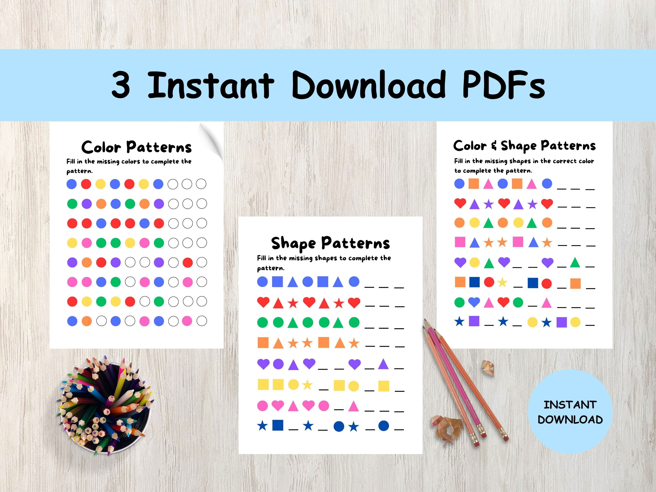 Printable Color and Shape Pattern Recognition Activity for Kids ...