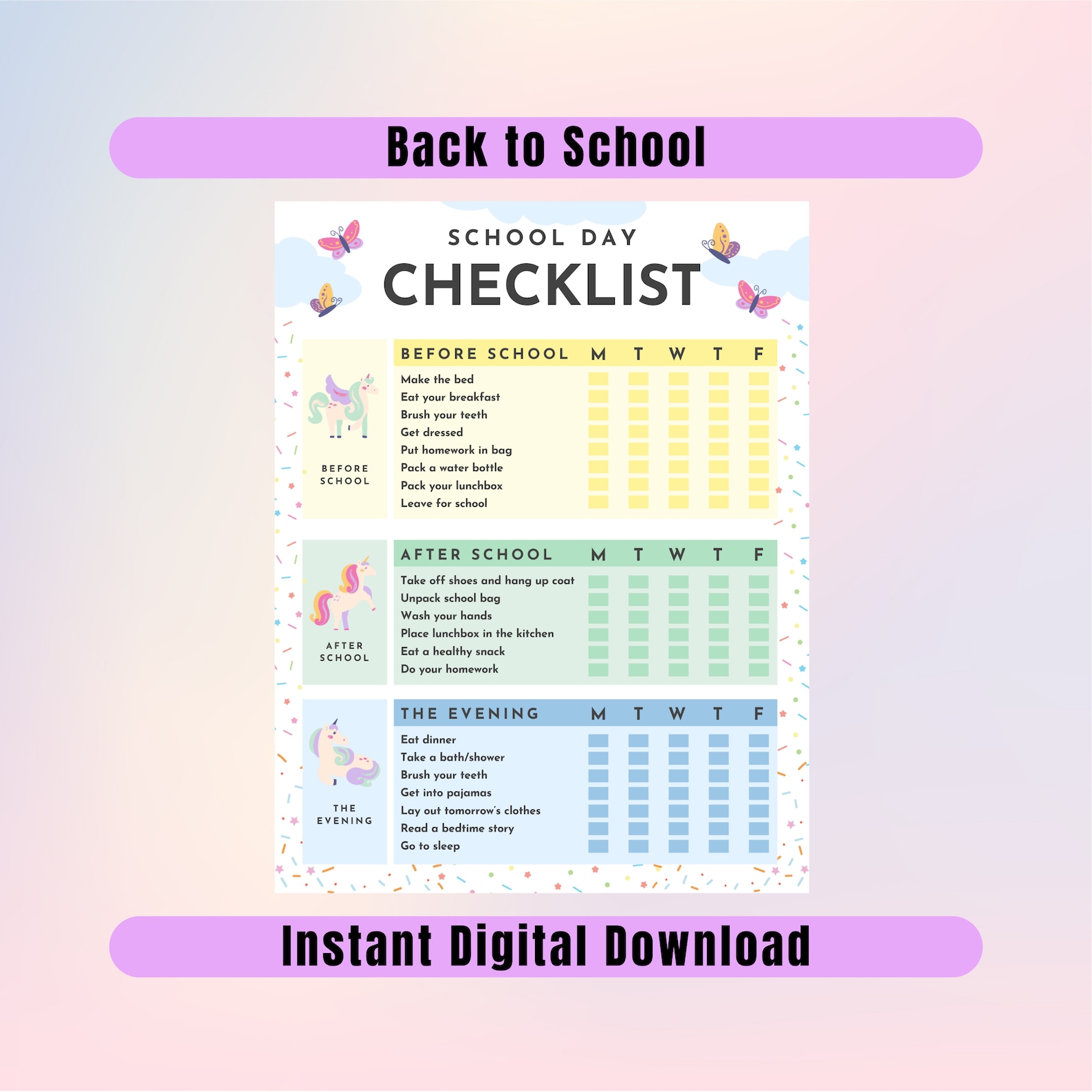 Kids Daily Checklist Printable, Daily Schedule Checklist for Kids, Kids ...