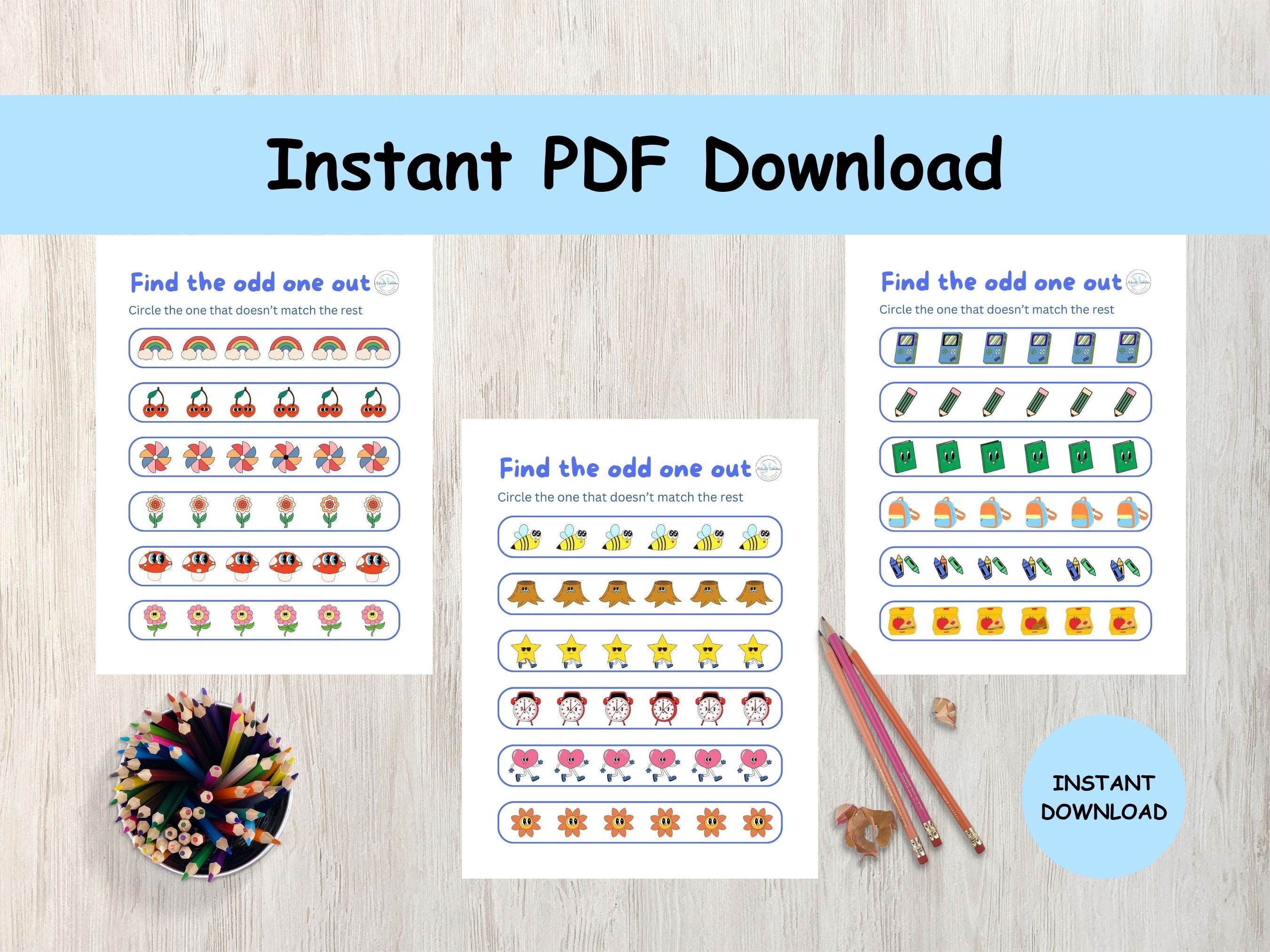 Find the Odd One Out Activity for Kids, Matching Similar and Different ...