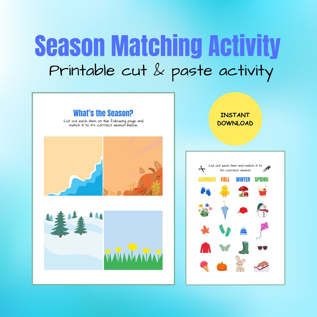Printable Season Matching Activity for Kids - Etsy