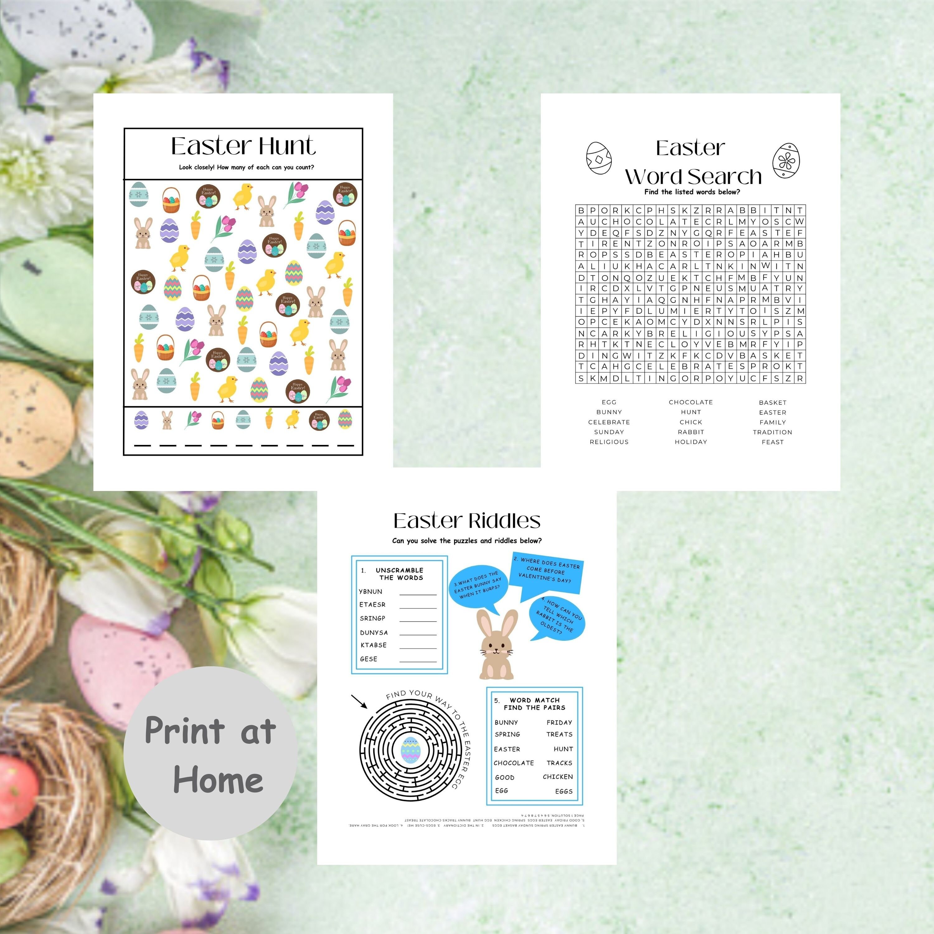5 Fun Printable Kids Easter Activities, Seek & Find Page, Word Search ...