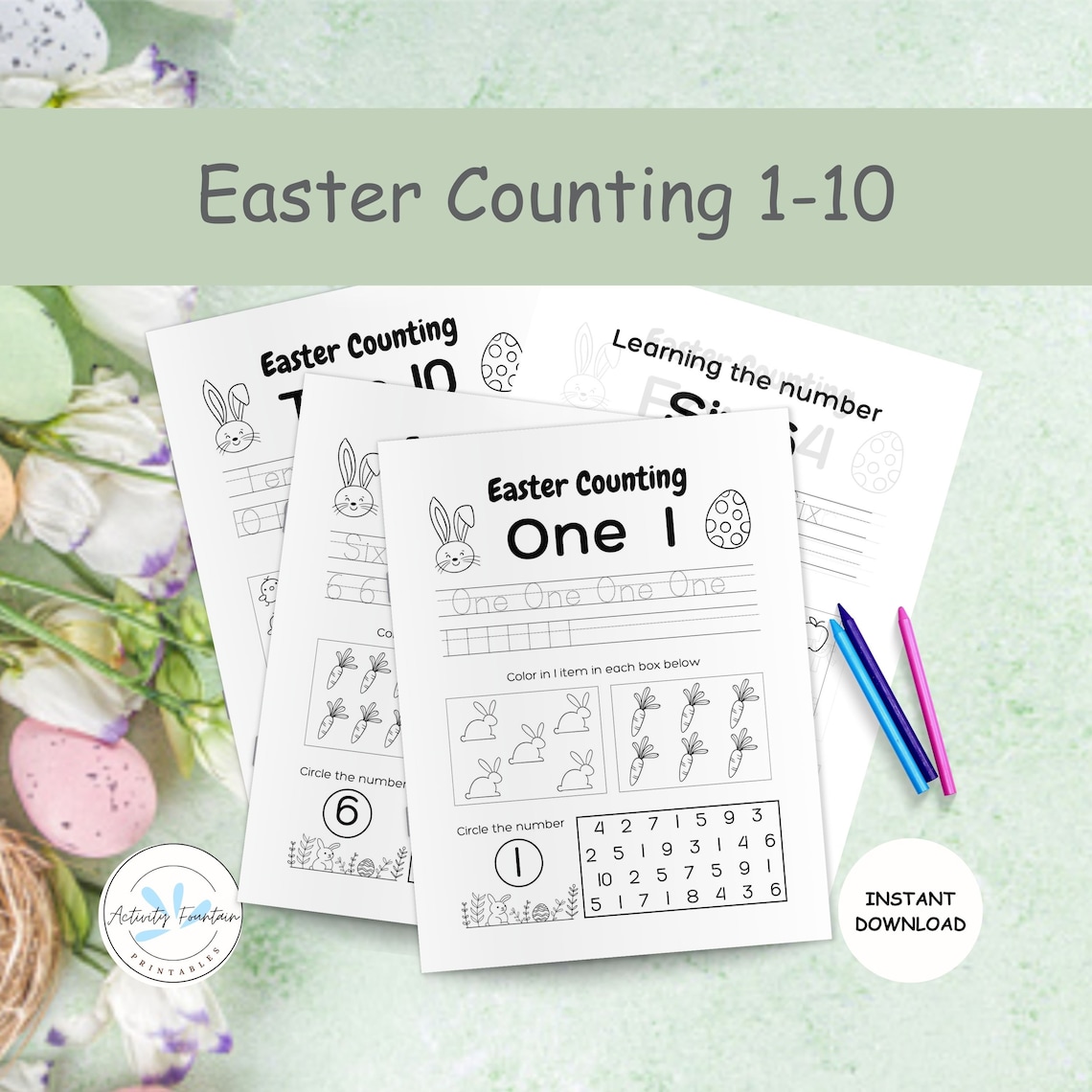 Printable Easter Counting Worksheets Practice Sheets for Kids Counting ...