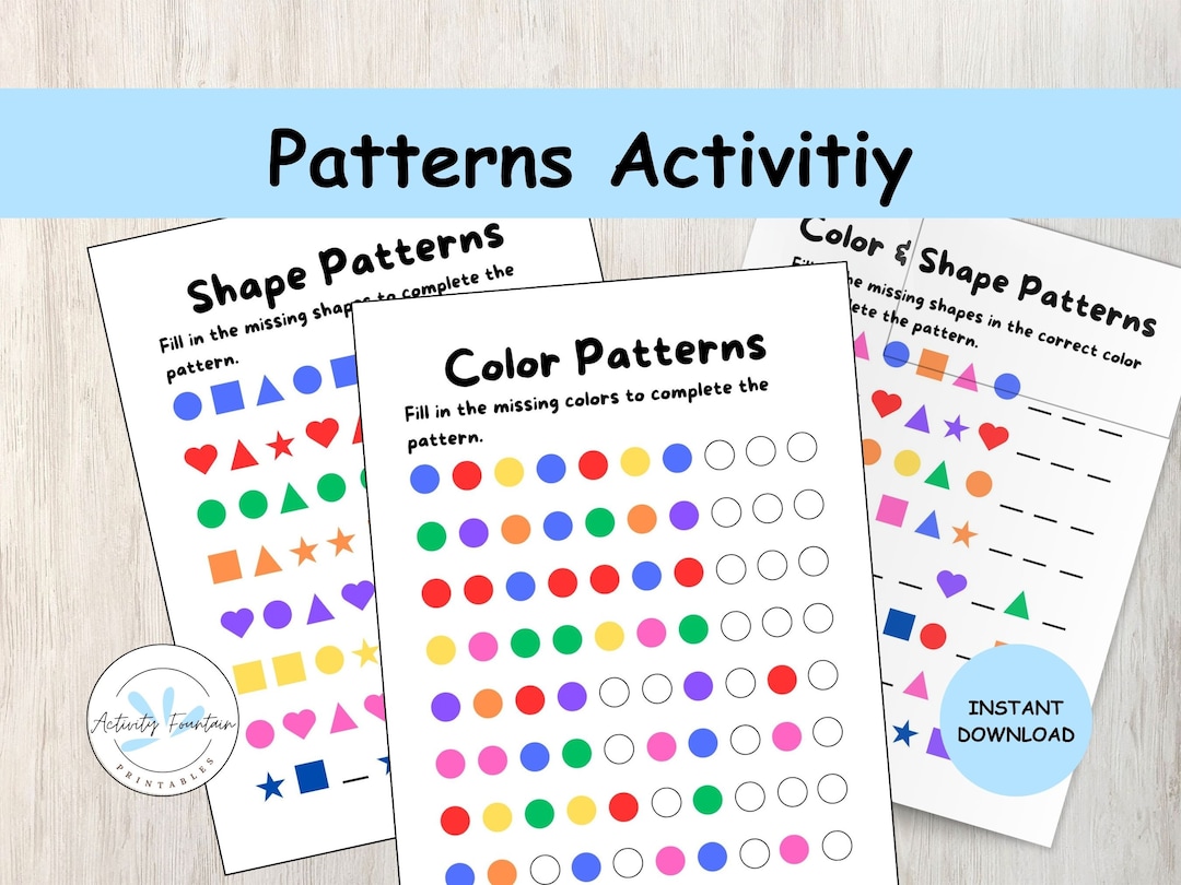 Printable Color and Shape Pattern Recognition Activity for Kids ...