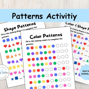 Printable Color and Shape Pattern Recognition Activity for Kids ...