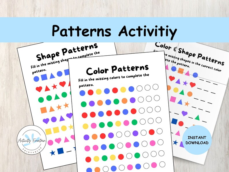 Printable Color and Shape Pattern Recognition Activity for Kids ...