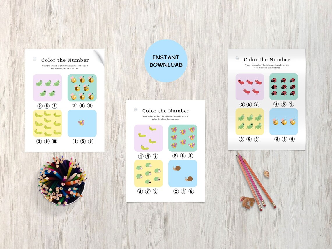 Printable Counting Worksheets Practice Sheets for Kids Counting 1-10 ...