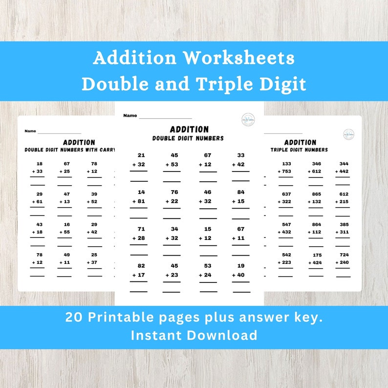 Addition Worksheets | Addition Practice | Double and Triple Digit ...
